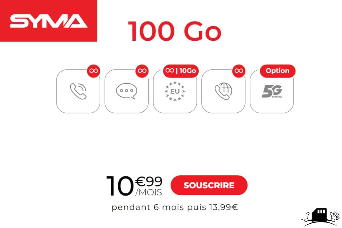 Syma mobile Forfait à vie à 10.99€ : la nouvelle offre 100Go